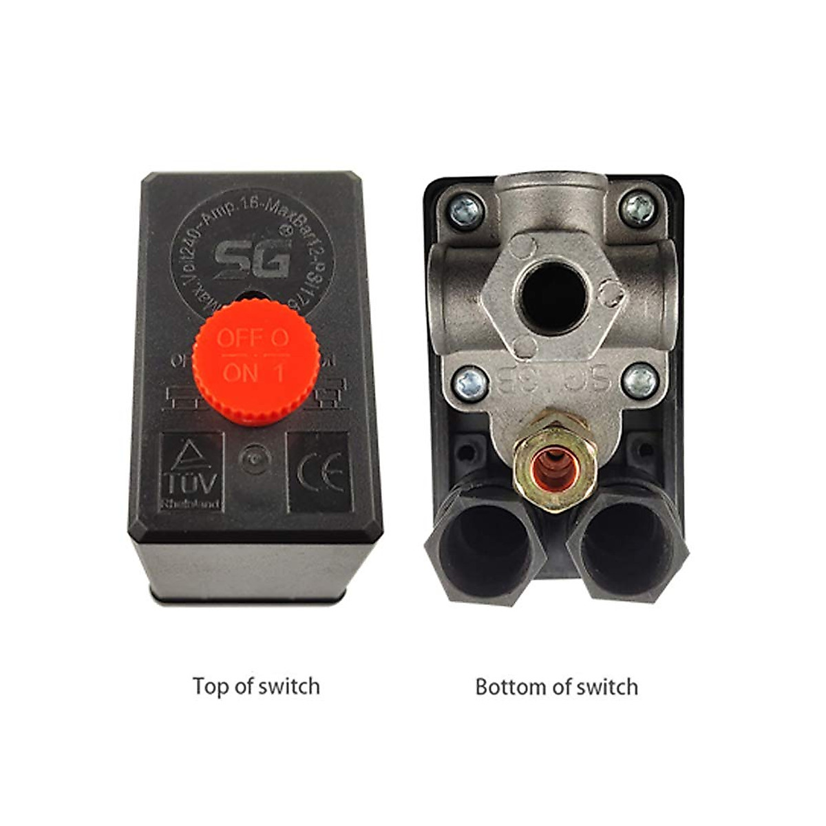 4-Way air Compressor Pressure Switch Central Pneumatic air Compressor Pressure Switch Control Valve Belt, Compressor Switch 90-120 PSI 110V-240V air Compressor regulating Valve