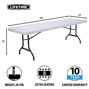 Lifetime 42980 Folding Utility Table , 8 Feet, White Granite, Pack of 4