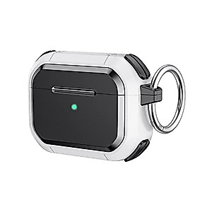 Link Dream AirPods Pro 2 Cases Cover Tough TPU ABS Case with Keychain Full Protective Cover for AirPods Pro 2nd Generation 2022 (Black+White)