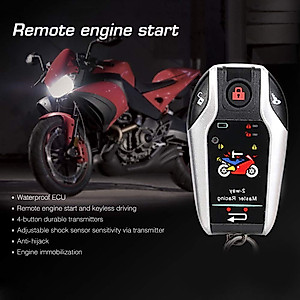 Two Way Motorcycle Alarm Device Anti-theft Security System Remote Engine Automatically Lock/Unlock for Scooter Motorbike Universal