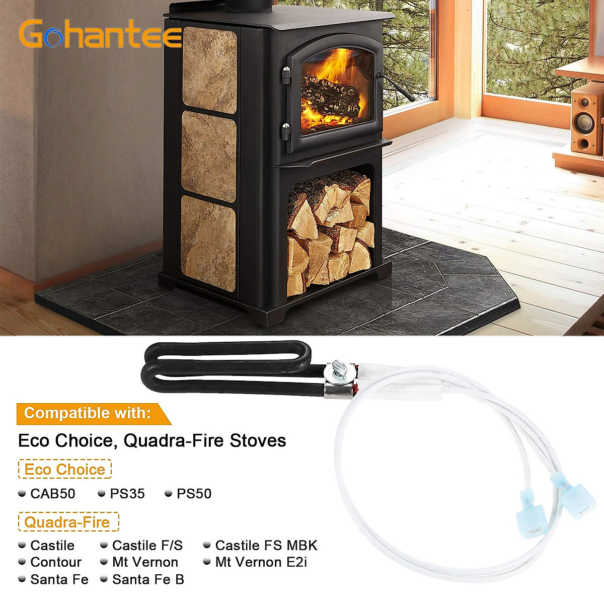 gohantee SRV7000-462 Loop Igniter Compatible with Quadrafire Pellet Stove Eco Choice Igniter Replace 812-3811