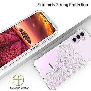 Topgraph Compatible with Samsung Galaxy S23 Plus Case Cute Clear for Women Girls, S23+ Designer Transparent Phone Cover Design (Beautiful Elephant Line Art)