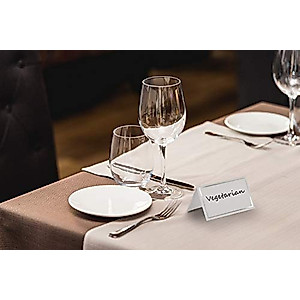 Alpine Industries Tent Place Cards 2” x 3.5”, Place Cards for Weddings, Events, & Special Occasions High-Grade Elegant Design - (White - Silver Border)