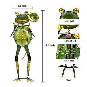 HOBYLUBY Frog Garden Solar Lights, Outdoor Decorations for Yard, Patio, Lawn Decor - 11.4'' Decorative Frog Figurines