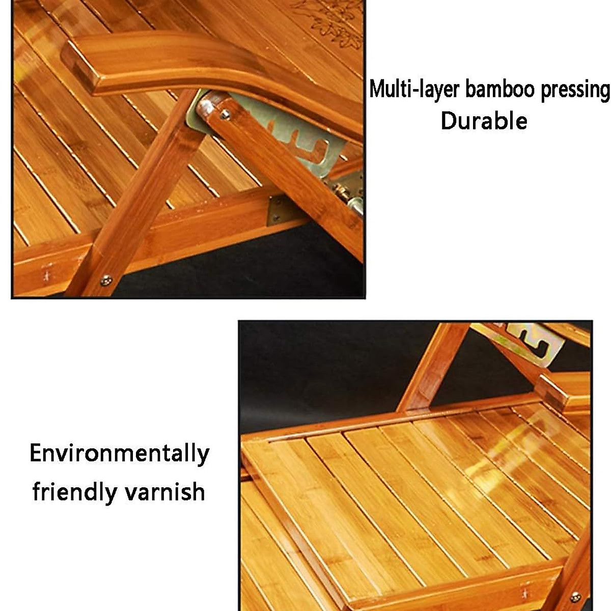 JIAYOYO Foldable Wooden Recliners with Footrest,Wooden Outdoor Foldable Armchair with 5 Position Adjustable Backrest Chair Recliner Chair for Patio Lawn Beach,Tea Color