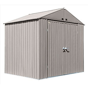 Arrow Shed Elite 8' x 6' Outdoor Lockable Steel Storage Shed Building, Cool Grey