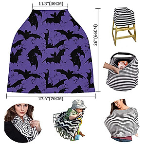 Halloween Ultra-Soft Baby Car Seat Cover for Spring Autumn Winter, Windproof Shopping Cart Covers, Breastfeeding Scarf High Chair Covers - Silhouette of Flying Bats