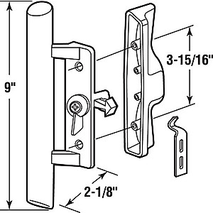 Prime-Line C 1107 Black Diecast with Hardwood Handle Surface Hook Sliding Patio Door