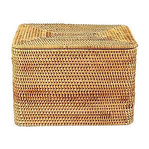 WSZJJ Laundry Basket Rattan Woven Storage Basket Handmade Large Capacity Portable Clothing Storage Box Household,36X26X24cm