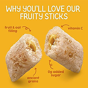 HAPPYTOT Organics Fruity Sticks, Oat & Fruit Filled Grain Sticks, Banana & Mango, Organic Toddler Snack, 2.5 Ounce Bag (Pack of 6)