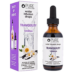 Pure Inventions Tranquility - Supports Relaxation - Vanilla and Chamomile - Water Infusion Drops - No Sugar, Calories, or Artificial Sweeteners - 60 Servings - 2oz