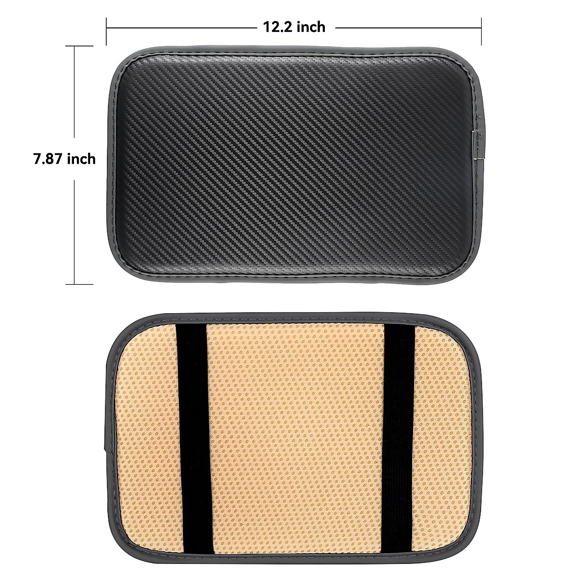 Amiss Car Center Console Pad, Universal Waterproof Car Armrest Seat Box Cover, Car Interior Accessories, Carbon Fiber PU Leather Auto Armrest Cover Protector for Most Vehicle, SUV, Truck, Car (Gray)