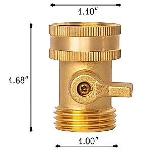 LIULO TOOL Brass Garden Hose Shut-Off Valve, 2 Pack 3/4 Inch Heavy Duty Solid Brass Garden Hose Shut Off Valve with 4 Extra Rubber Washers