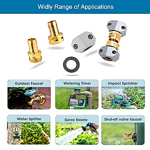 FINEST+ (4 Sets) Garden Hose Repair Connector Fitting, Aluminum Female and Male With Zinc Clamp Water Hose End Repair Connector Fit 3/4 Inch or 5/8 Inch Garden Hose