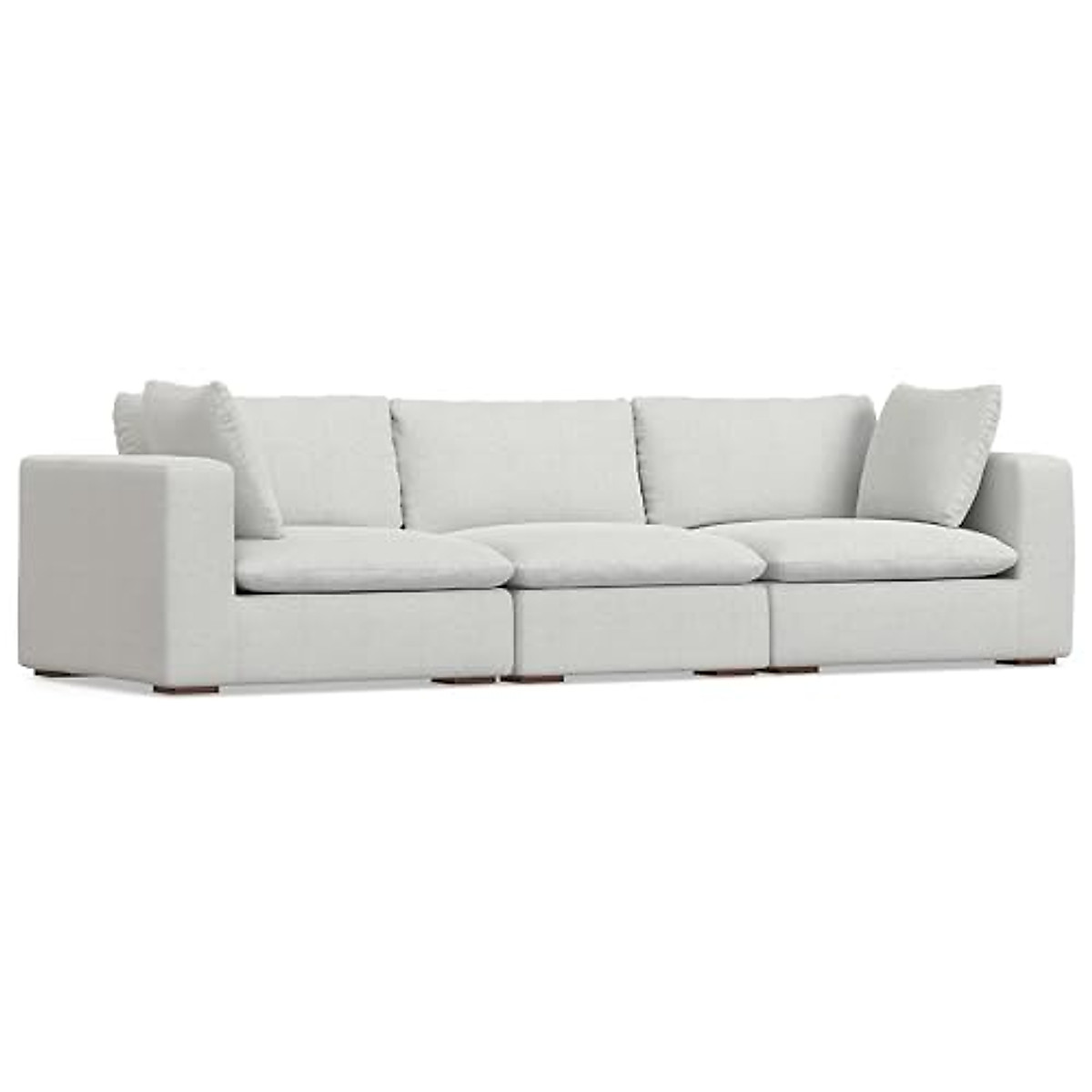 SIMPLIHOME Jasmine 3-Seater Modular Sofa in Velvety Chenille Polyester-Blend Performance Fabric, Cloud Grey, 125-inches Wide, Handcrafted Contemporary-Style Couch for Living Room