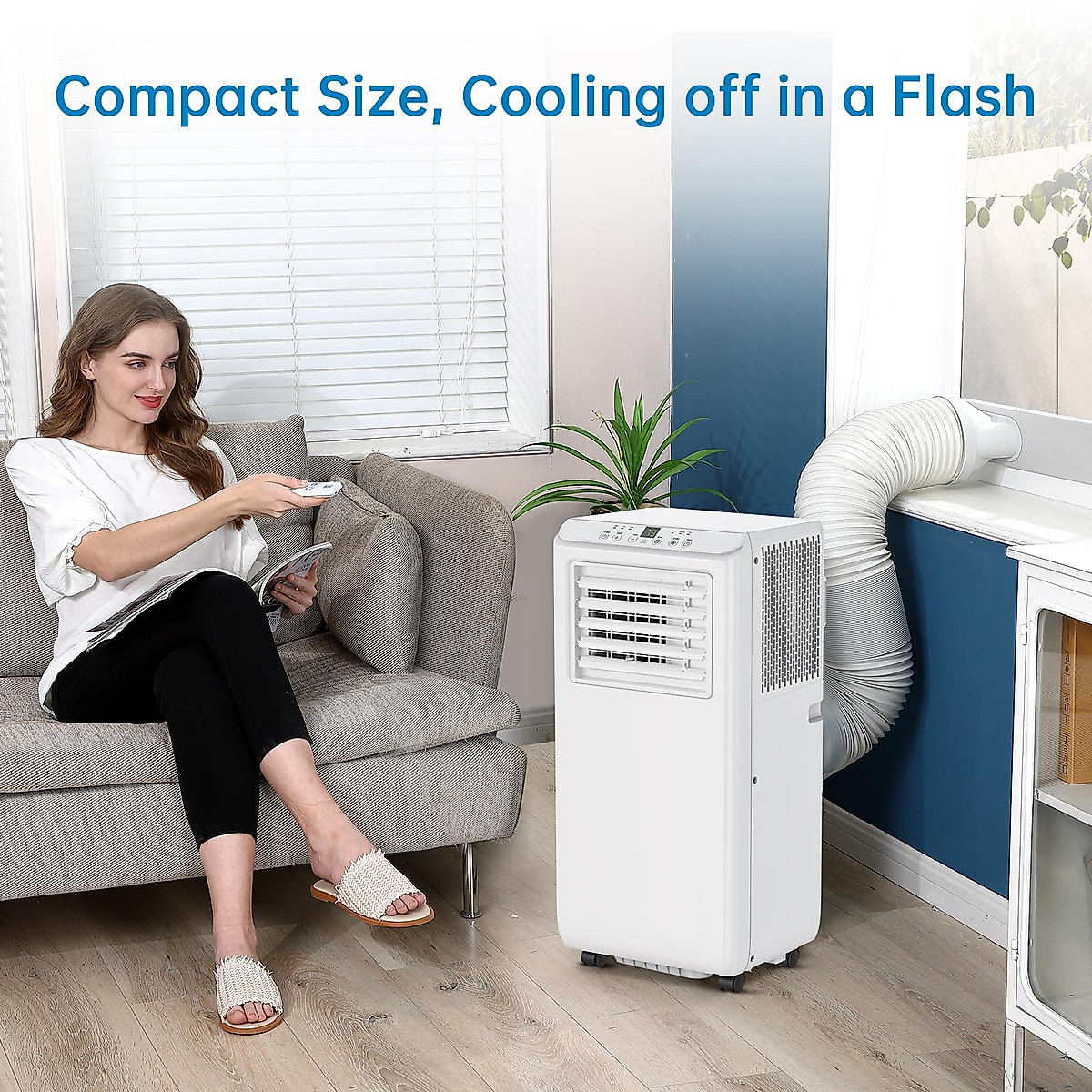 Acekool Portable Air Conditioner, 8000BTU Air Conditioners for Room Cooling Up to 350 Sq. Ft, 3-in-1 Portable AC unit with Remote Control & Window Kit for Home, Office, Bedroom, White