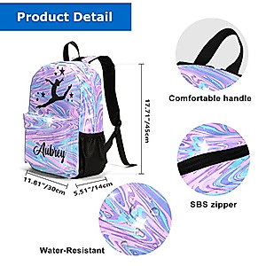 Yeshop Gymnastic Marble Unicorn Personalized Backpack for Teen Boys Girls,Custom Travel Backpack Bookbag Casual Bag with Name Gift