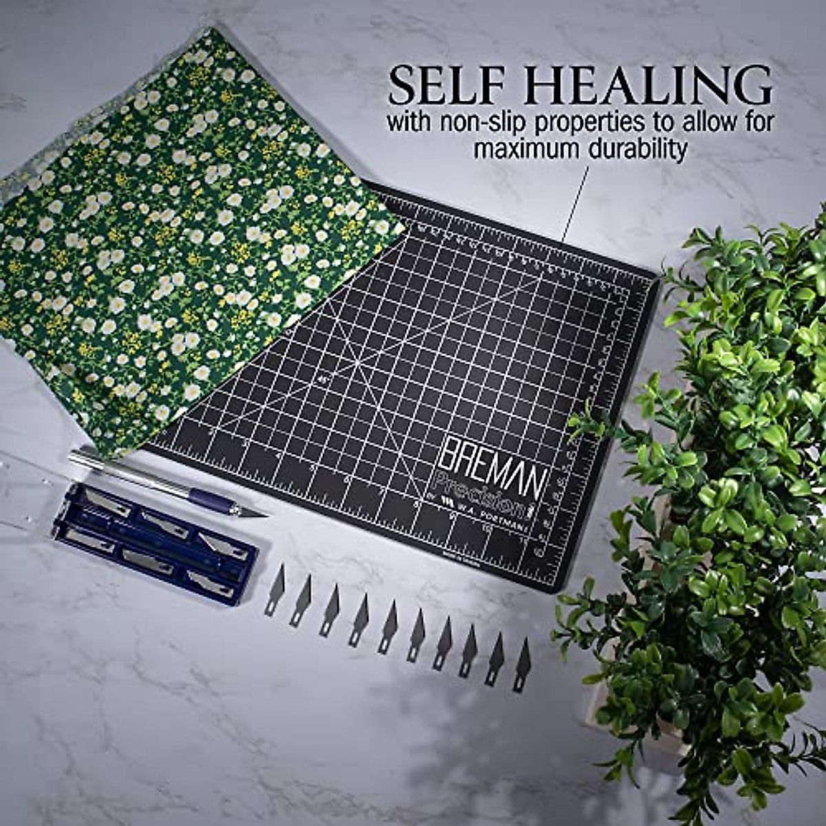 WA Portman Craft Knife Set & Craft Cutting Mat - 9x12 inch 2-sided Self-Healing Craft Cutting Board & 7pc Hobby Knife Set with 10 Extra Blades - Precision Knife with Blades & Hobby Cutting Mat Set