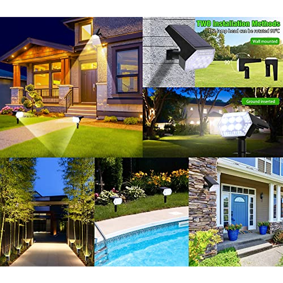 Joymon Solar Outdoor Lights, 108LED Solar Landscape Spotlights Lighting, 2-in-1 Waterproof Garden Solar Lights Outdoor Spot Lights for Yard Pathway Driveway Porch Patio Wall (Cold White/4 Pack)