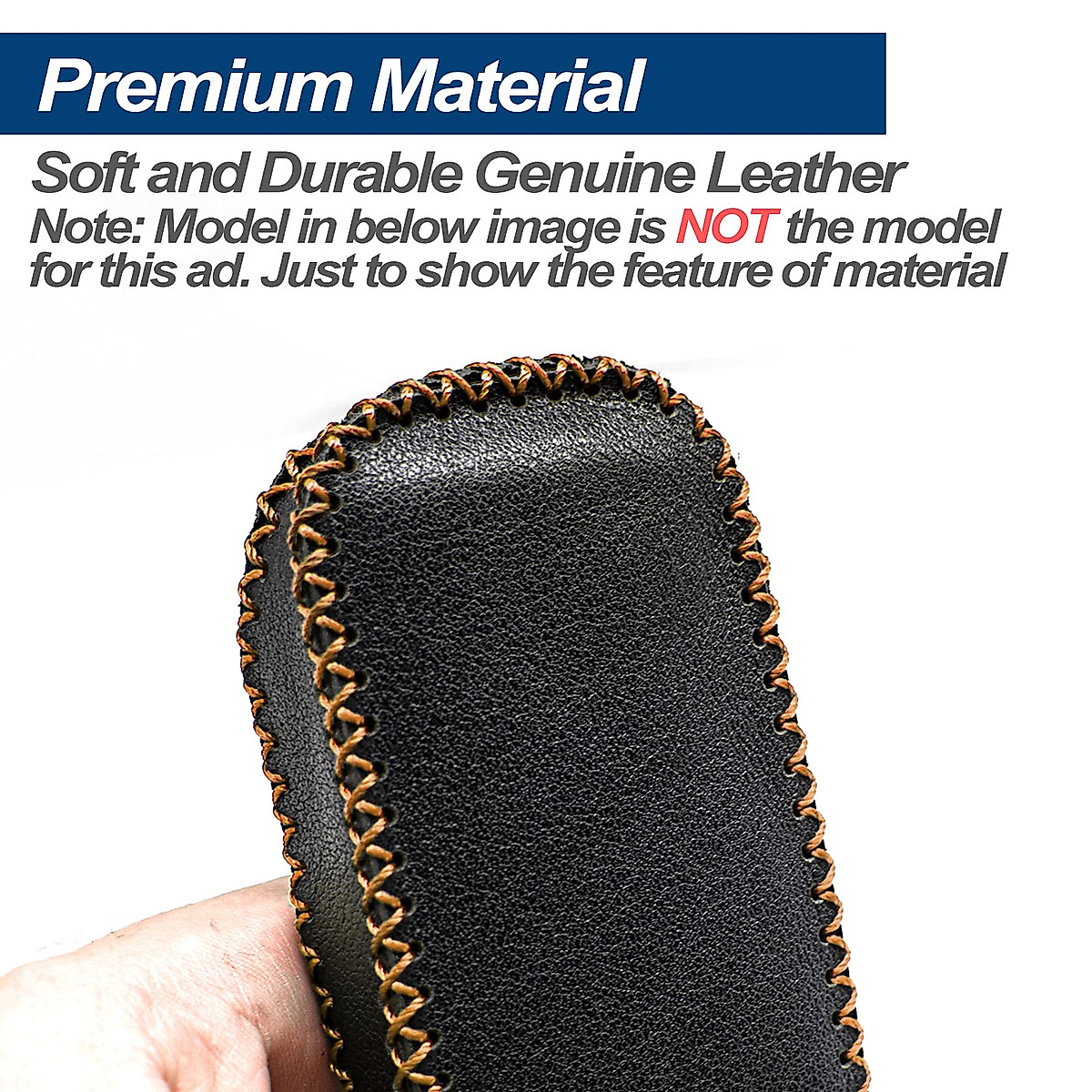 INFIPAR Fit for Honda Passport CR-V Accord Pilot Civic HR-V Insight Genuine Leather Smart Key Fob Case Cover Keyless Entry Protector, with Key Chain (5-Button, Black)