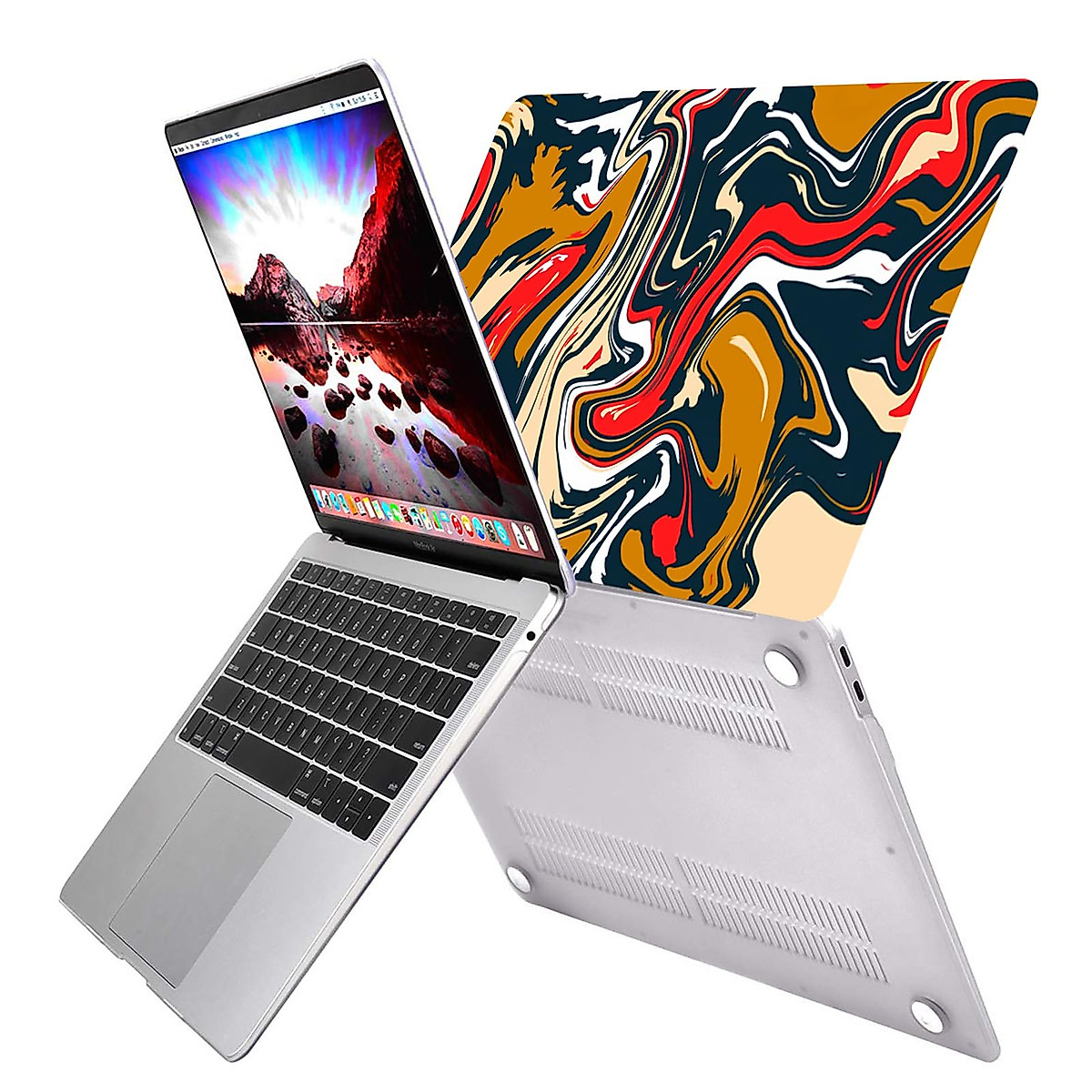 Miwasion Compatible with MacBook Air 13 inch Case,2020 2019 2018 Release(A2337 M1 A2179 A1932) with Touch ID and 2 Pack Keyboard Protectors,Laptop Hard Shell (Brown Wave Wavy)