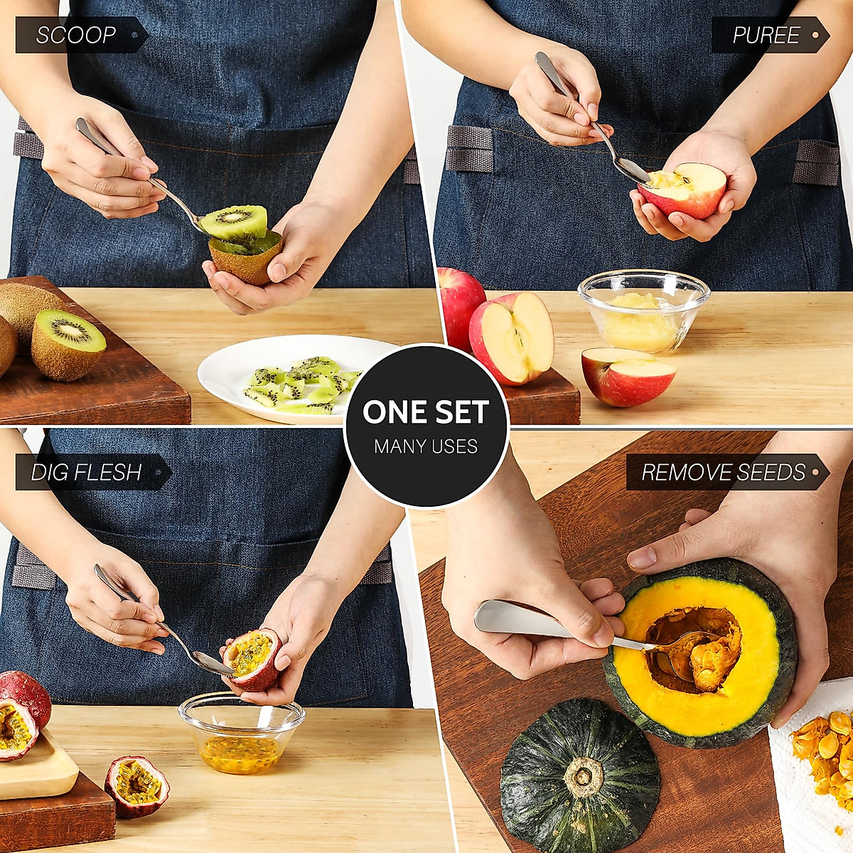 Hiware 4-piece Grapefruit Spoons, Stainless Steel