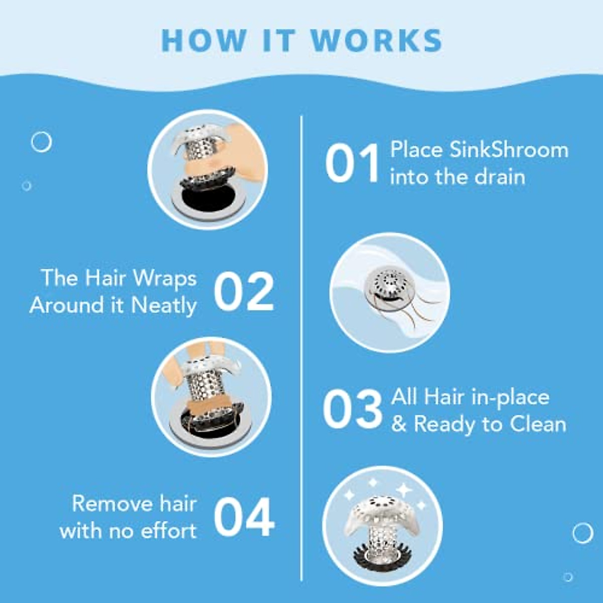 SinkShroom Ultra Revolutionary Bathroom Sink Drain Protector, Stainless Steel with Stopper