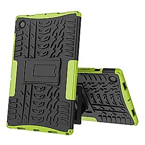 Tablet PC Case Tablet Cover Compatible with Samsung Galaxy TAB A8 10.5 X200 / X205(2021) Tire Texture Shockproof TPU+PC Protective Case with Folding Handle Stand Protective Cover (Color : Orange)
