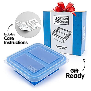 PORTION CUBES Soup Cubes Freezer Tray with Lid, 1-Cup Portions, Pack of 4 Containers