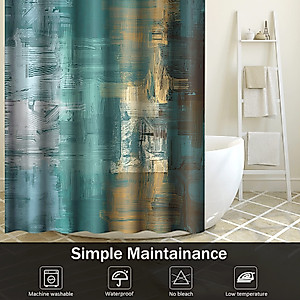 DIYCAM 4 Pcs Colorful Digital Backdrop Shower Curtain Sets, Bath Decor with Rug and Toilet Lid Cover, Modern Bathroom Curtain with 12 Hooks, 72 x 72 in