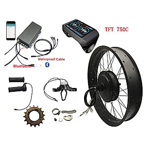 NBPOWER 5000w Electric Fat Bike Conversion kit sabvoton Controller 100KM/H max Speed, with TFT Color Display System,Single Speed Freewheel (20 * 4.0 Rear)
