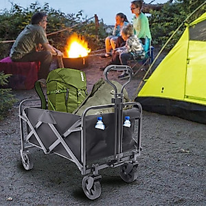 Folding Wagon Cart, Large Capacity Foldable Beach Wagon with Wheels, Portable Heavy Duty Collapsible Wagon Camping Sports Shopping Utility Cart