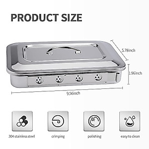 201 Stainless Steel Surgical Tray - Professional Dental Instrument Tray Medical Disinfection Dish with Lid & Recessed Handle Grip