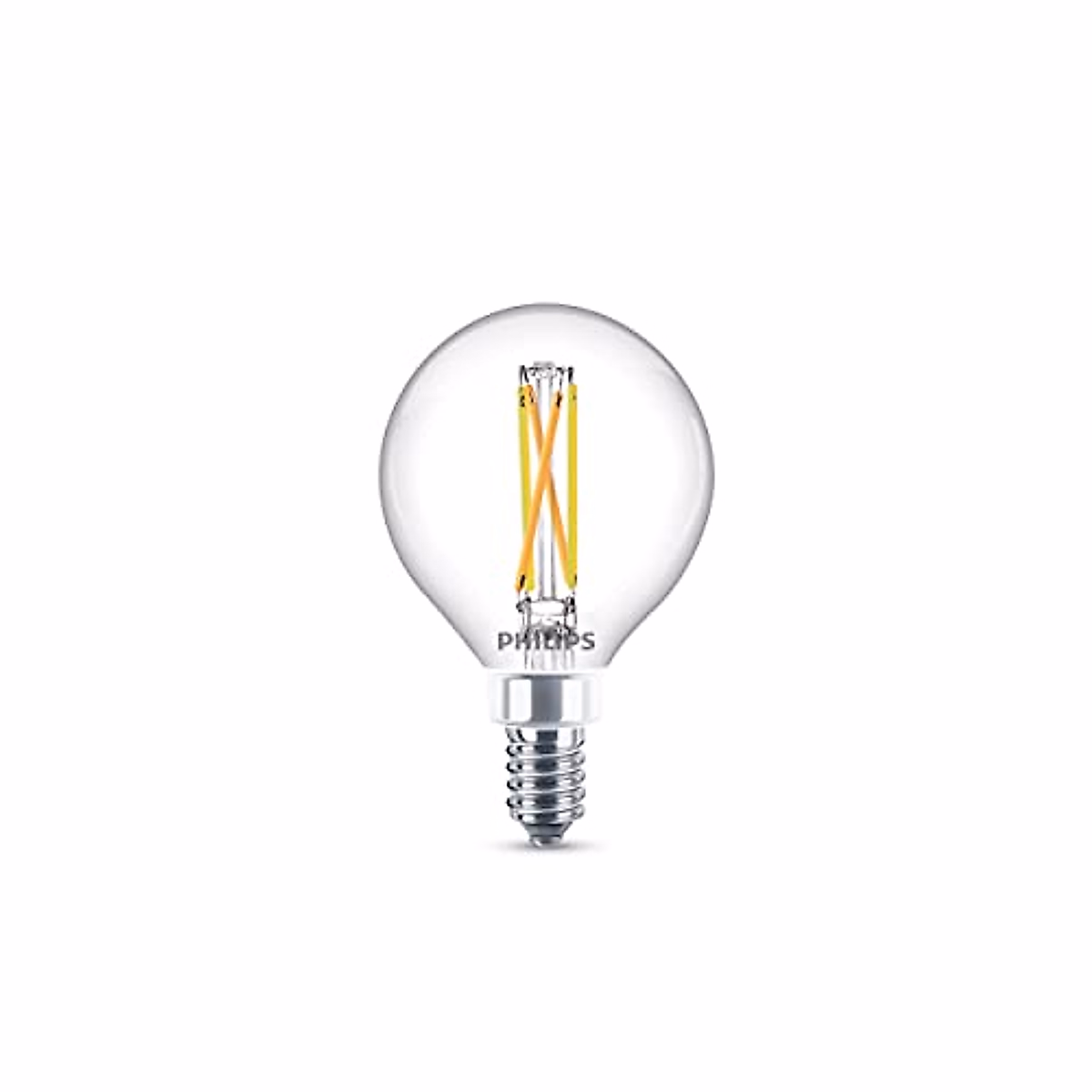 Philips LED Ultra Definition G16.5 Glass Light Bulb, EyeComfort Technology, Dimmable, 350 Lumen, Soft White Light (2700K), 3.5W=40W, E12 Base, 2-Pack (573303)