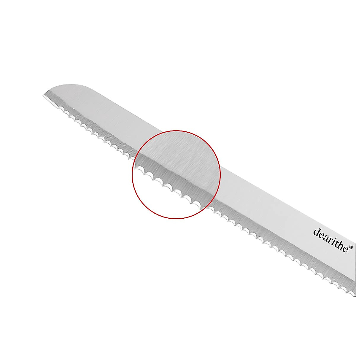 dearithe Serrated-Bread Knife 10 Inch, Black Full-Tang and Triple Rivet Stainless Sharp Wavy Edge Wide Bread Cutter, Professional for Slicing Homemade Bread, Bagels, Cake, Dishwasher Safe