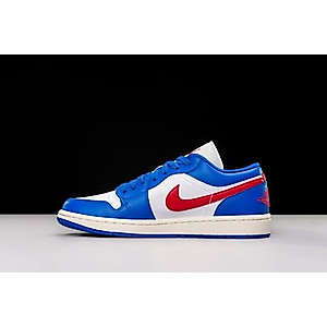 Nike Jordan Women's Air Jordan 1 Low Sneakers (Sport Blue/Grym Red-White-Sail, 8.5)