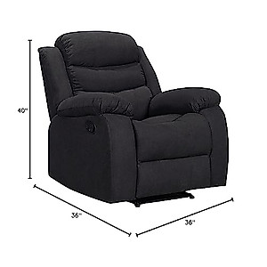 ICE ARMOR 996002BK Manual Overstuffed Cushions for Bedroom and Living Room Recliner Sofa Chair in Black Finish Black 36D x 36W x 40H in