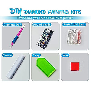 6 Pack Diamond Painting Kits, 5D Diamond Art Kits for Adults Full Drill Diamond Paintings Kit Crafts for Adults Kids Beginners, DIY Beach Diamond Painting Packs Gem Art Home Wall Decor 11.8x15.7inch