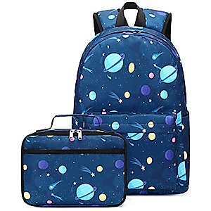 CAMTOP Backpack for Kids, Boys Preschool Backpack with Lunch Box Toddler Kindergarten School Bookbag Set (Galaxy Blue)