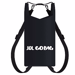 iChewie - Go Bag - Waterproof Dry Bag - Roll Top Compression Sack Keeps Gear Dry for Kayaking, Beach, Rafting, Boating, Hiking, Camping, Fishing, and more - 10L Black