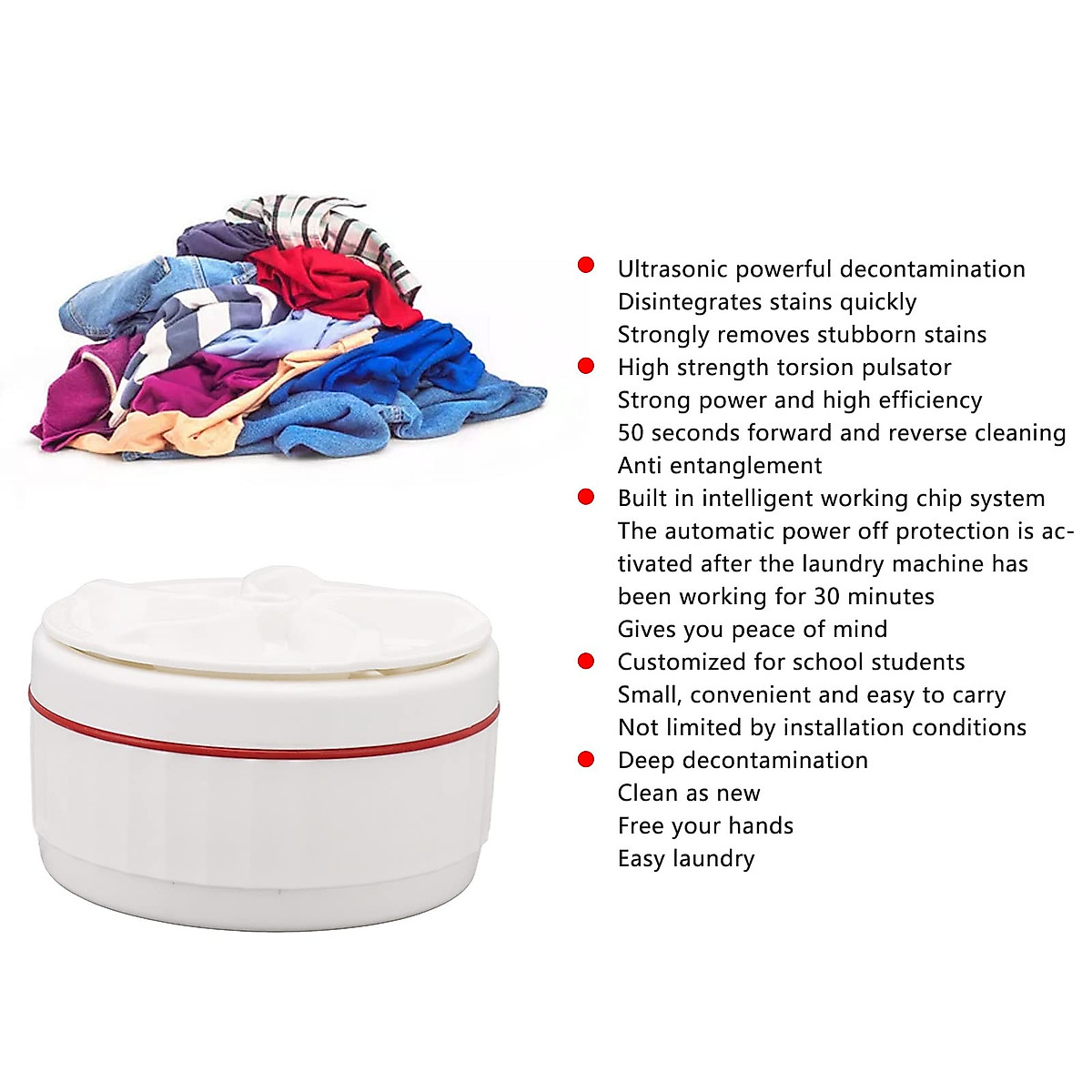 Washing Machine Ultrasonic Turbine Washing Machine Portable Washer Machine Ultrasonic Washer Portable Washing Machine for Travelling Business Trip Camping 27W