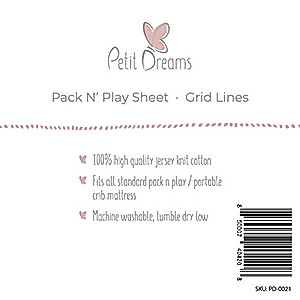 Petit Dreams Pack N Play Mini-Crib Sheet Jersey Knit Cotton for Baby Girl Flexible Fit for Standard Mini-Crib Mattresses, Dotted Stripes, Pink