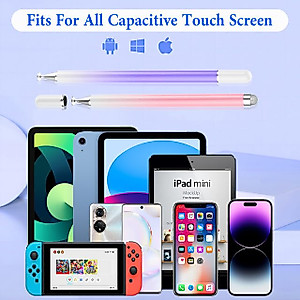 Stylus Pens for Touch Screens(2PCS), Luntak High Precision Magnetic Disc Universal Stylus Pen for iPad, 2 in 1 iPad Pencil Compatible with iPhone/iPad/Android and Most Touch Screen(Pink/Purple)