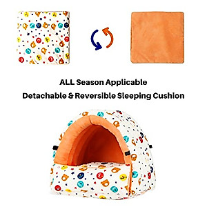 BUCATSTATE Guinea Pig Bed House with Accessories Cozy Hamster Home Large Hideout - Detachable Cushion for Dwarf Rabbits Hedgehog Ferrets Winter Nest Hamster Cage