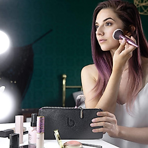 Beauty Junkees Makeup Brush Case Cosmetic Bag Black Make Up Brush Holder Pouch or Cosmetic Storage Organizer for Purse or Travel, Large Enough to Carry All Size Brushes, Cruelty Free