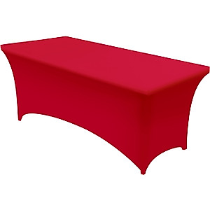 Utopia Kitchen Spandex Tablecloth 1 Pack [6FT, Red] Tight, Fitted, Washable and Wrinkle Resistant Stretch Rectangular Patio Table Cover for Event, Wedding, Banquet & Parties [72Lx30Wx30H Inch]