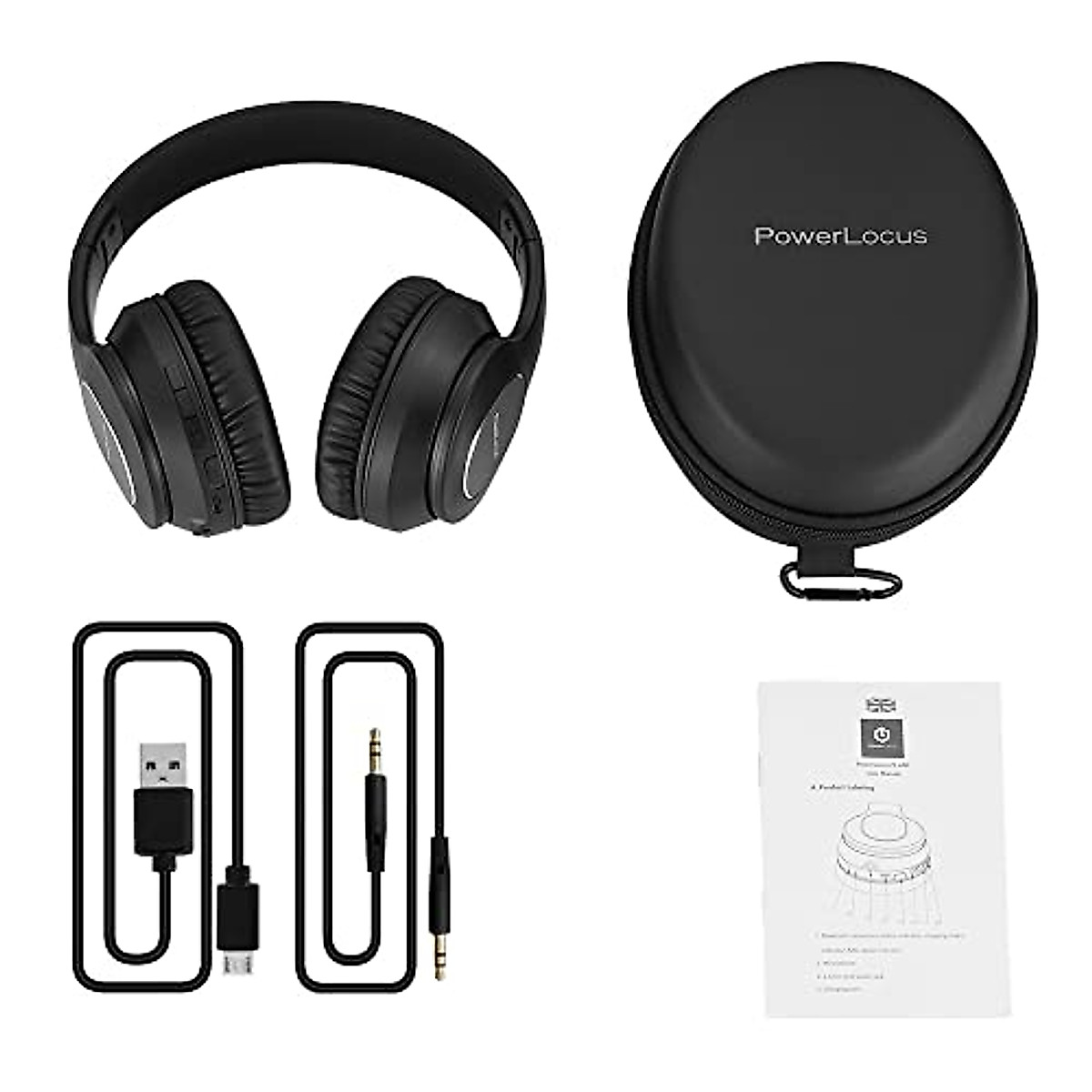 PowerLocus Active Noise Cancelling Headphones Over Ear, Wireless Headphones with Microphone, Hi-Fi Stereo, Soft Memory Foam Ear Cups, 35H Playtime and Fast Charging for Phones, Home Office, TV, Travel