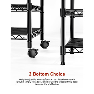 Simple Deluxe Heavy Duty 3-Shelf Shelving with Wheels, Adjustable Storage Units, Steel Organizer Wire Rack, 23" W x 13" D x 30" H, Black (HKSHLF23133003BPCLITE)