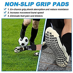 Jspupifip 4 Pair Grip Socks, Soccer Grip Socks Men Speed Ankle Anti Slip Football Sock for Women Girls Boys Youth Teen Kids(Black)