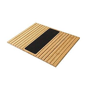 Sofa Arm Tray Table Slinky Secure/Flexible/Foldable Couch Tray Table with Non-Slip Mat for Drinks, Food, Phone or Remote. Sustainable Slinky Bamboo Design (16.5"L x 13.25"W x 0.4"H, Natural Bamboo)